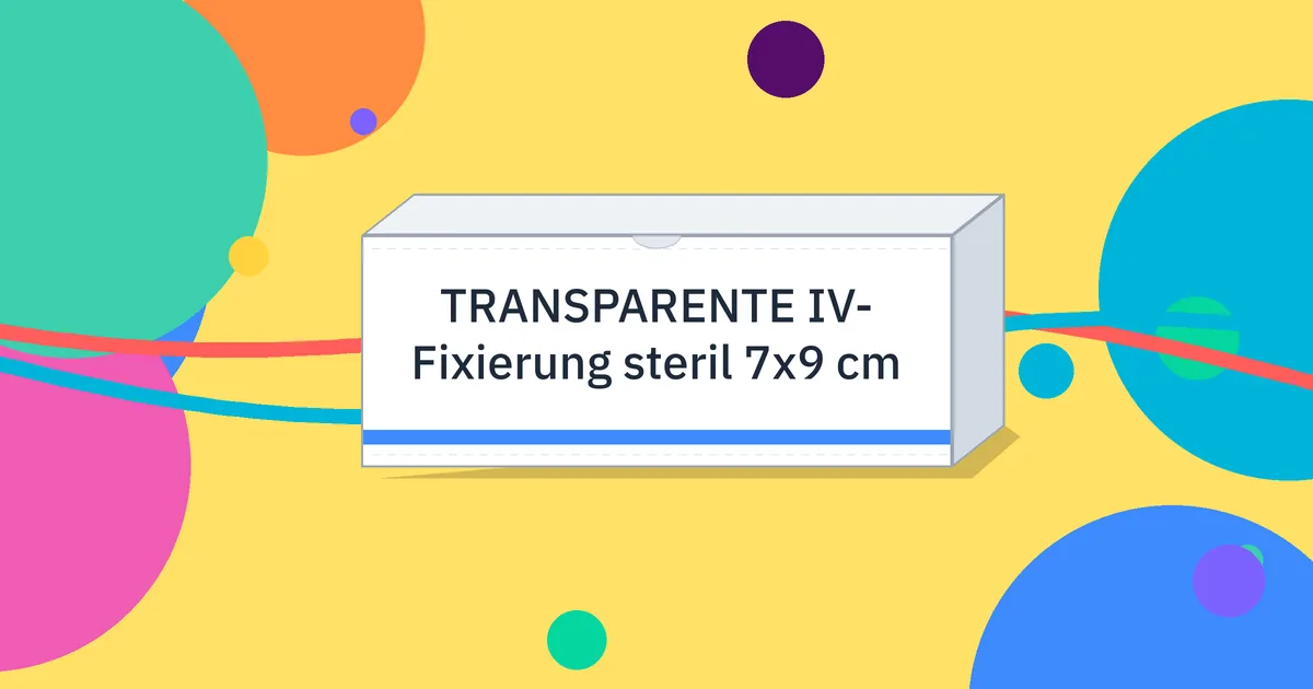 Symbolbild: Packung mit der Aufschrift TRANSPARENTE IV-Fixierung steril 7x9 cm (PZN 19529200) – Verfügbarkeit und Bezug in Apotheken in Frankfurt am Main