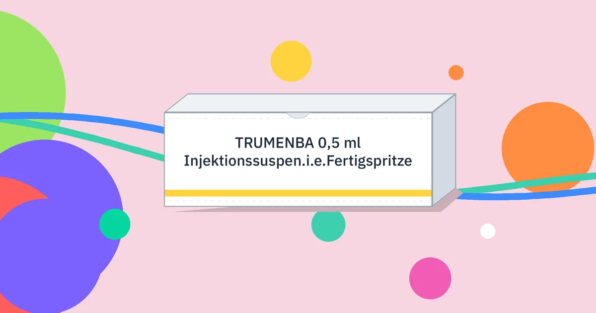Symbolbild: Packung mit der Aufschrift TRUMENBA 0,5 ml Injektionssuspen.i.e.Fertigspritze (PZN 12521750) – Verfügbarkeit und Bezug in Apotheken in Frankfurt am Main