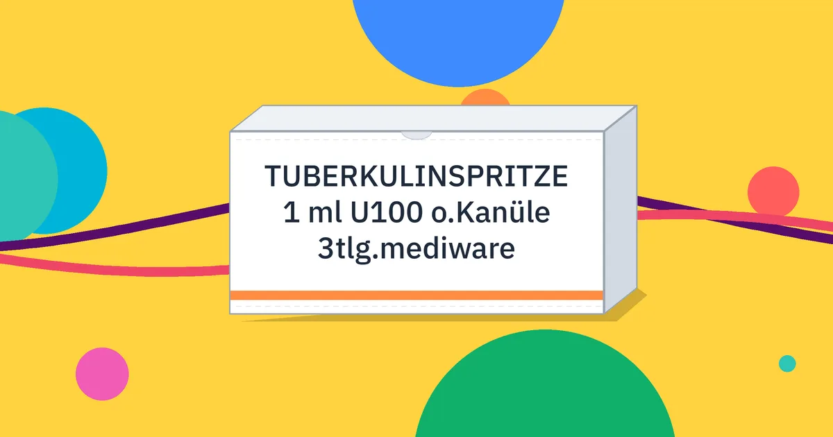 Symbolbild: Packung mit der Aufschrift TUBERKULINSPRITZE 1 ml U100 o.Kanüle 3tlg.mediware (PZN 15195475) – Verfügbarkeit und Bezug in Apotheken in Frankfurt am Main