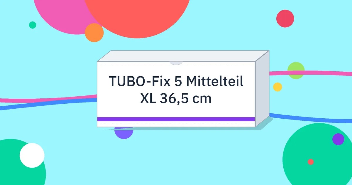 Symbolbild: Packung mit der Aufschrift TUBO-Fix 5 Mittelteil XL 36,5 cm (PZN 18795879) – Verfügbarkeit und Bezug in Apotheken in Frankfurt am Main