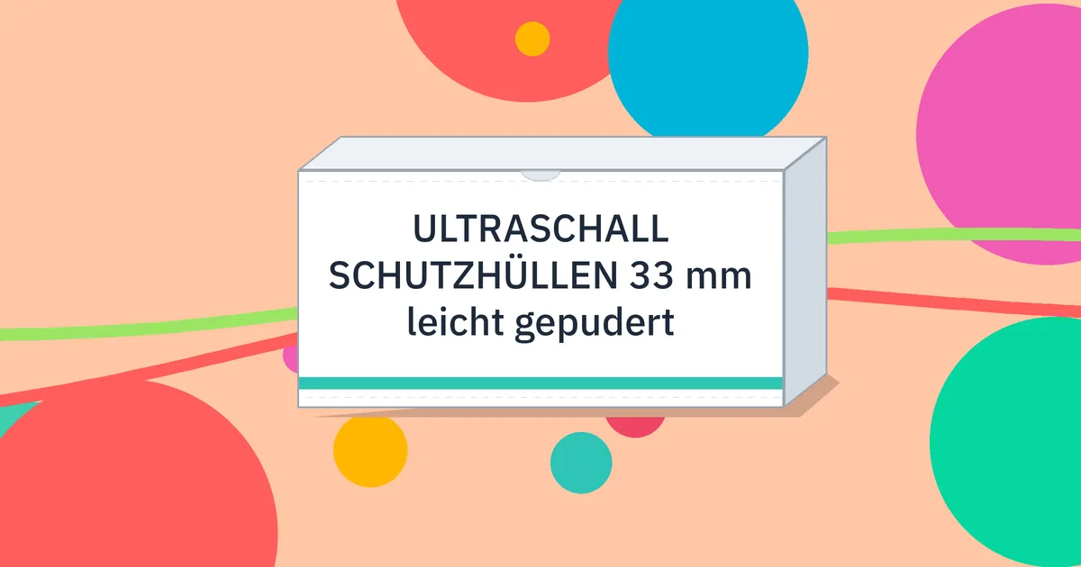 Symbolbild: Packung mit der Aufschrift ULTRASCHALL SCHUTZHÜLLEN 33 mm leicht gepudert (PZN 11319472) – Verfügbarkeit und Bezug in Apotheken in Frankfurt am Main
