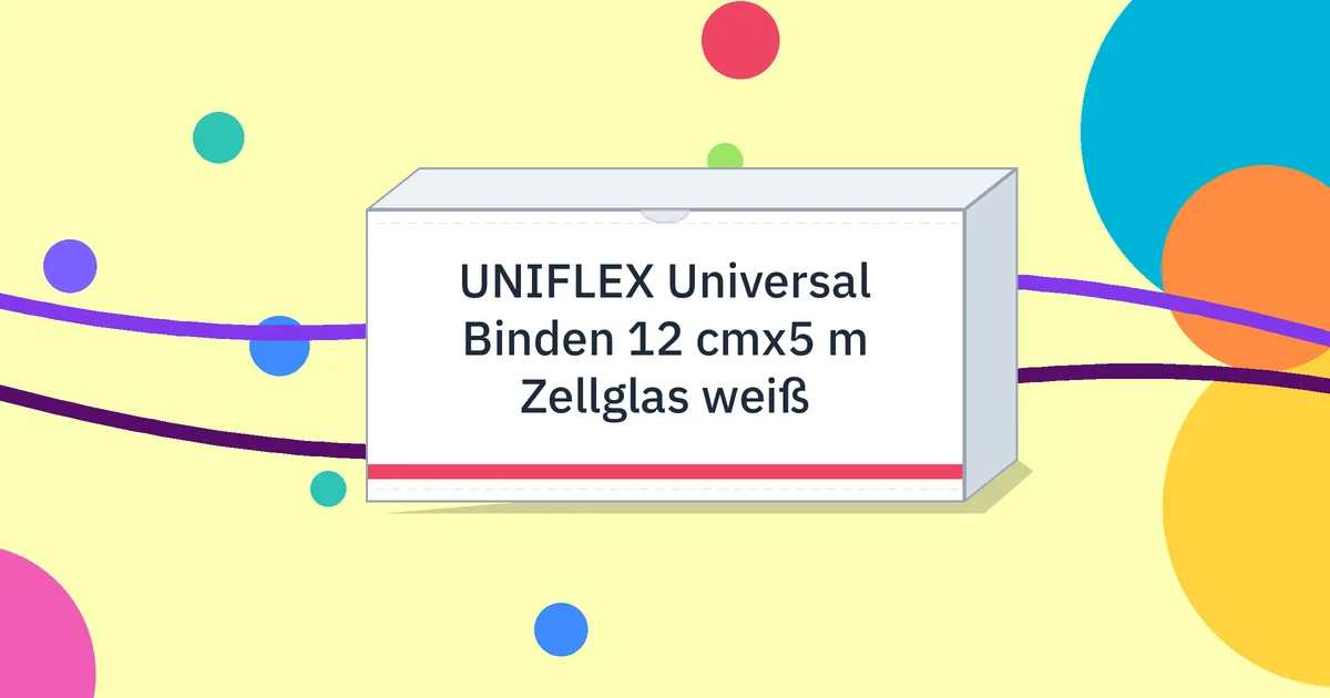 Symbolbild: Packung mit der Aufschrift UNIFLEX Universal Binden 12 cmx5 m Zellglas weiß (PZN 13871021) – Verfügbarkeit und Bezug in Apotheken in Frankfurt am Main