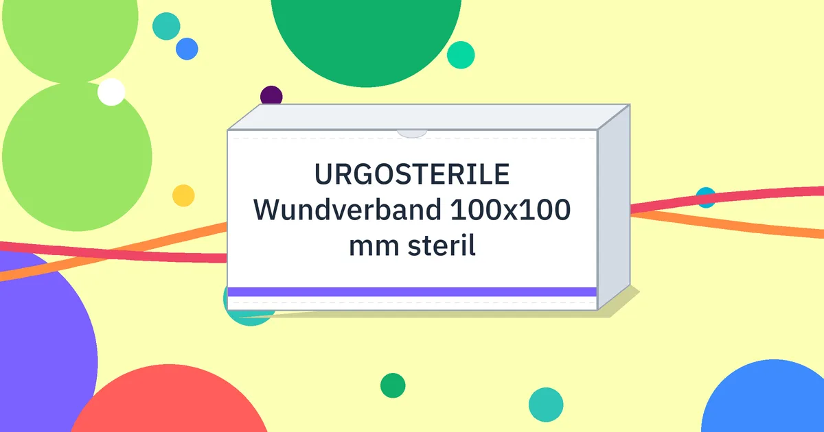 Symbolbild: Packung mit der Aufschrift URGOSTERILE Wundverband 100x100 mm steril (PZN 19526360) – Verfügbarkeit und Bezug in Apotheken in Frankfurt am Main