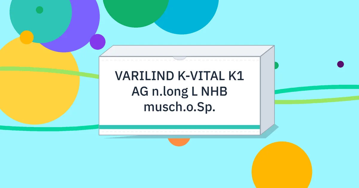 Symbolbild: Packung mit der Aufschrift VARILIND K-VITAL K1 AG n.long L NHB musch.o.Sp. (PZN 20564064) – Verfügbarkeit und Bezug in Apotheken in Frankfurt am Main