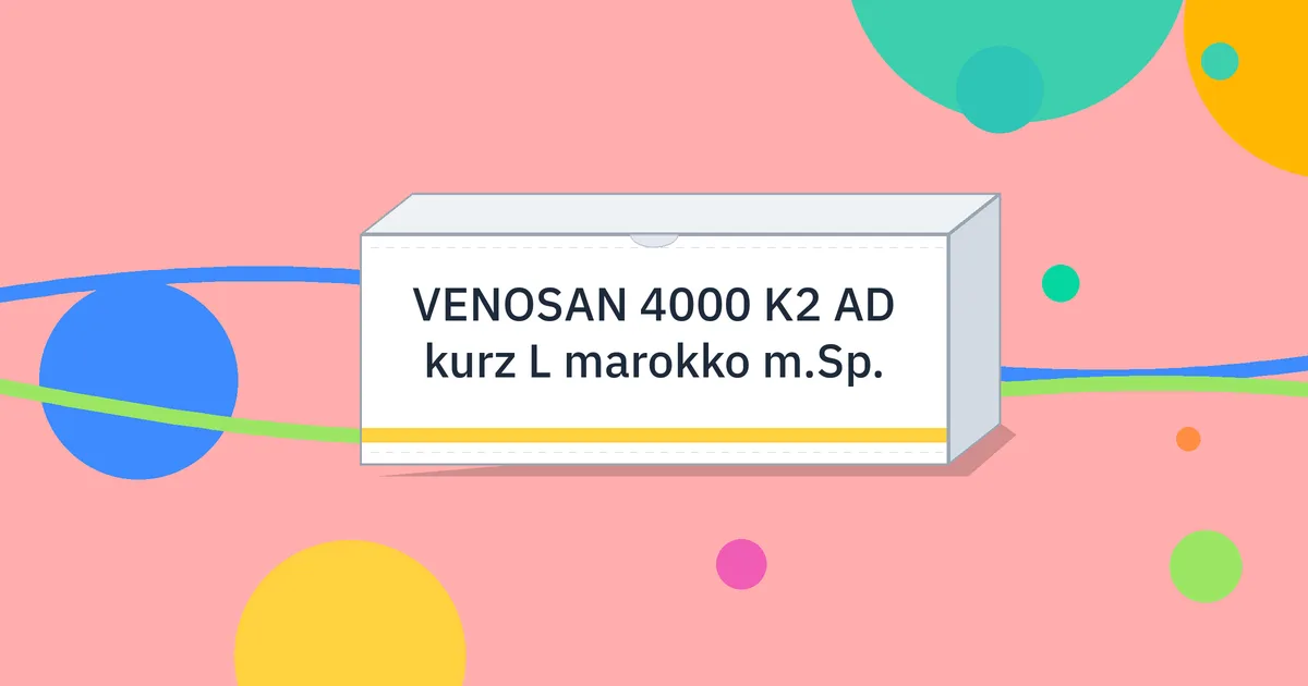 Symbolbild: Packung mit der Aufschrift VENOSAN 4000 K2 AD kurz L marokko m.Sp. (PZN 14425648) – Verfügbarkeit und Bezug in Apotheken in Frankfurt am Main