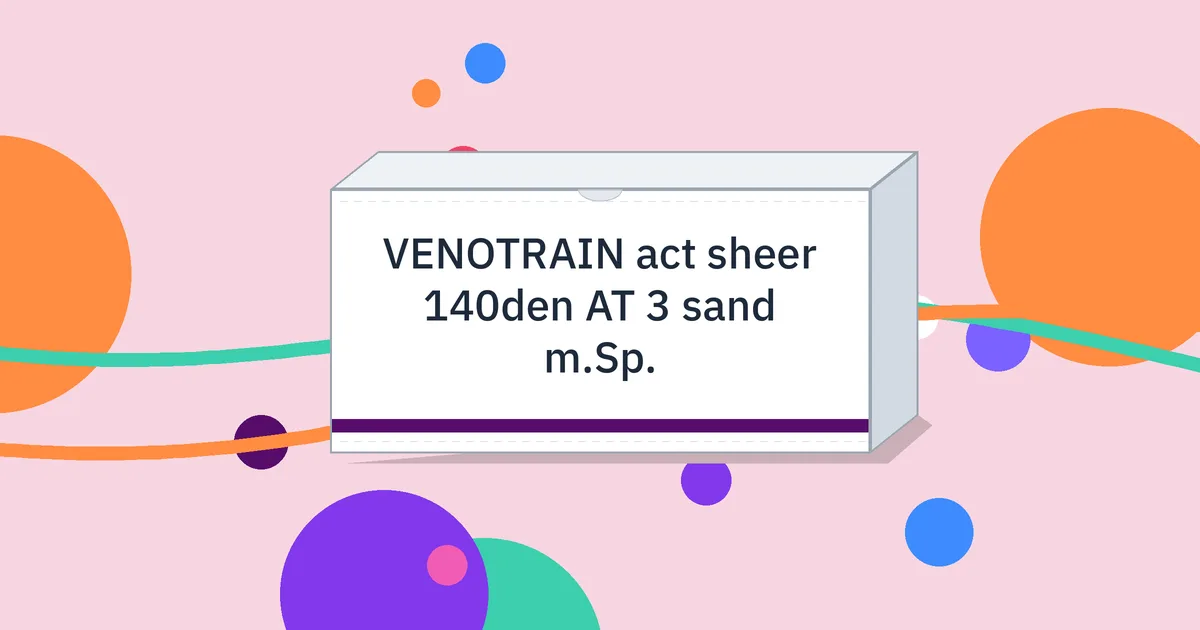 Symbolbild: Packung mit der Aufschrift VENOTRAIN act sheer 140den AT 3 sand m.Sp. (PZN 16207418) – Verfügbarkeit und Bezug in Apotheken in Frankfurt am Main