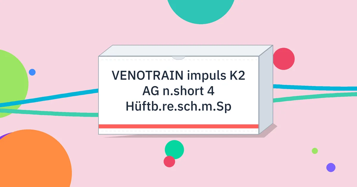 Symbolbild: Packung mit der Aufschrift VENOTRAIN impuls K2 AG n.short 4 Hüftb.re.sch.m.Sp (PZN 10292966) – Verfügbarkeit und Bezug in Apotheken in Frankfurt am Main