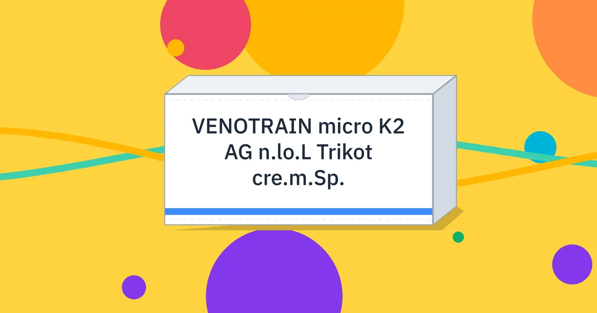 Symbolbild: Packung mit der Aufschrift VENOTRAIN micro K2 AG n.lo.L Trikot cre.m.Sp. (PZN 05712254) – Verfügbarkeit und Bezug in Apotheken in Frankfurt am Main