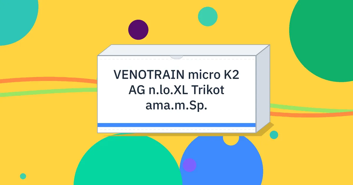 Symbolbild: Packung mit der Aufschrift VENOTRAIN micro K2 AG n.lo.XL Trikot ama.m.Sp. (PZN 05712627) – Verfügbarkeit und Bezug in Apotheken in Frankfurt am Main