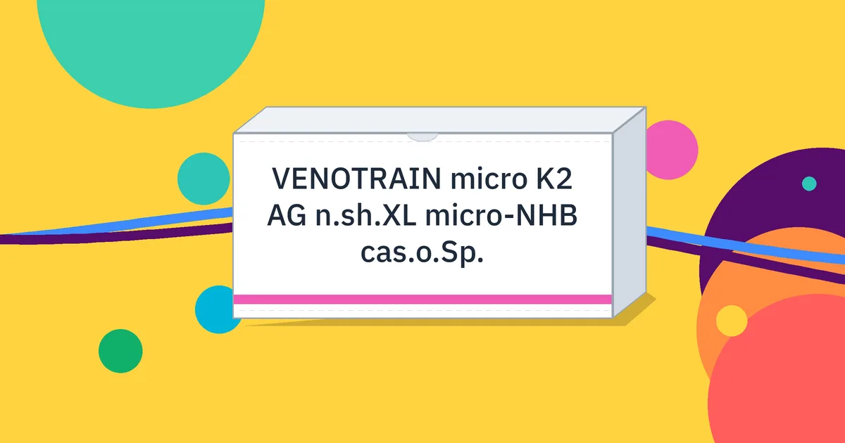 Symbolbild: Packung mit der Aufschrift VENOTRAIN micro K2 AG n.sh.XL micro-NHB cas.o.Sp. (PZN 20758650) – Verfügbarkeit und Bezug in Apotheken in Frankfurt am Main