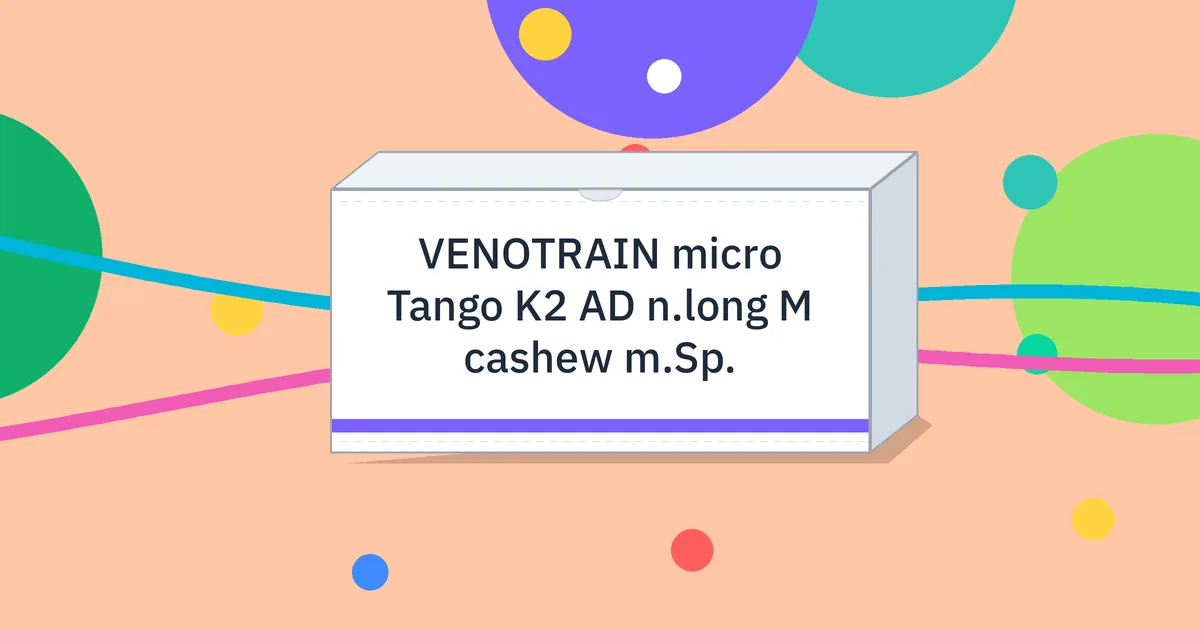 Symbolbild: Packung mit der Aufschrift VENOTRAIN micro Tango K2 AD n.long M cashew m.Sp. (PZN 20765727) – Verfügbarkeit und Bezug in Apotheken in Frankfurt am Main