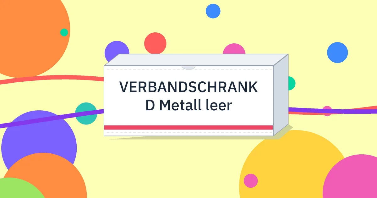 Symbolbild: Packung mit der Aufschrift VERBANDSCHRANK D Metall leer (PZN 12491552) – Verfügbarkeit und Bezug in Apotheken in Frankfurt am Main