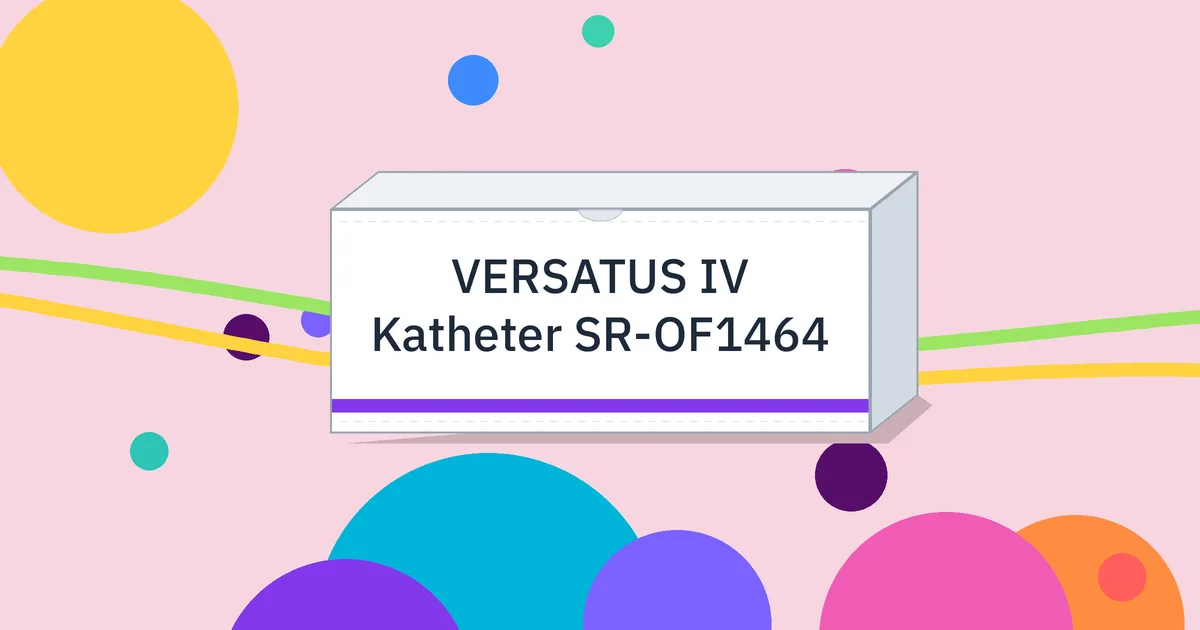 Symbolbild: Packung mit der Aufschrift VERSATUS IV Katheter SR-OF1464 (PZN 01606213) – Verfügbarkeit und Bezug in Apotheken in Frankfurt am Main