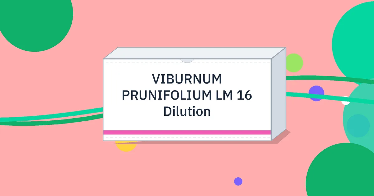 Symbolbild: Packung mit der Aufschrift VIBURNUM PRUNIFOLIUM LM 16 Dilution (PZN 13271864) – Verfügbarkeit und Bezug in Apotheken in Frankfurt am Main