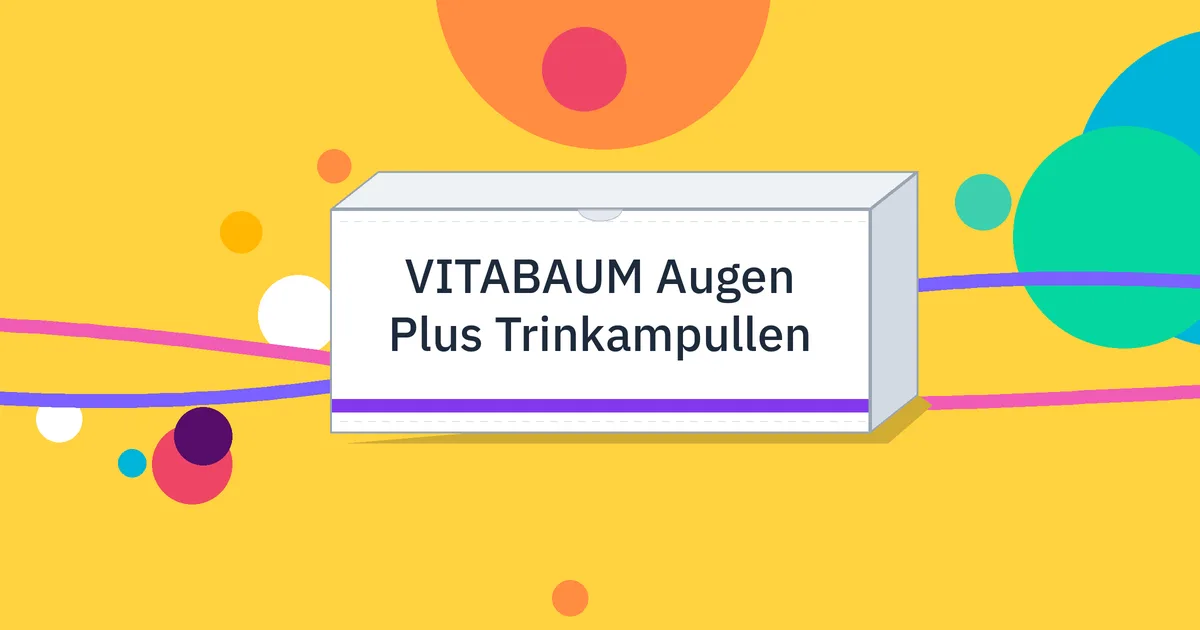 Symbolbild: Packung mit der Aufschrift VITABAUM Augen Plus Trinkampullen (PZN 16779089) – Verfügbarkeit und Bezug in Apotheken in Frankfurt am Main