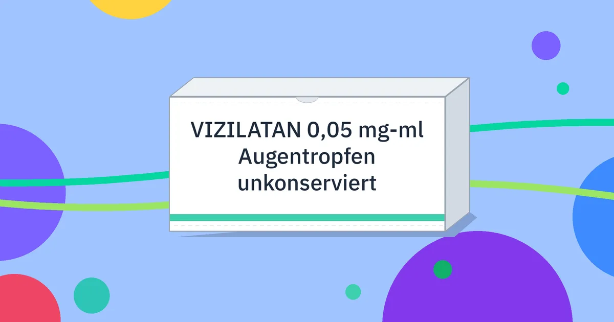 Symbolbild: Packung mit der Aufschrift VIZILATAN 0,05 mg-ml Augentropfen unkonserviert (PZN 19235119) – Verfügbarkeit und Bezug in Apotheken in Frankfurt am Main