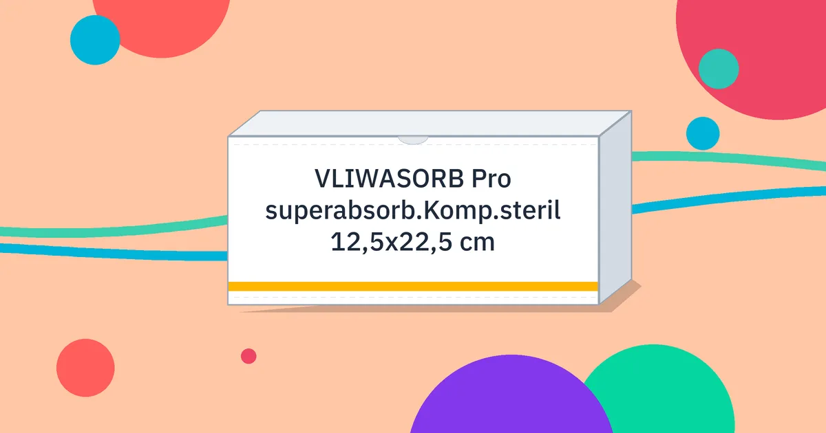 Symbolbild: Packung mit der Aufschrift VLIWASORB Pro superabsorb.Komp.steril 12,5x22,5 cm (PZN 18800089) – Verfügbarkeit und Bezug in Apotheken in Frankfurt am Main