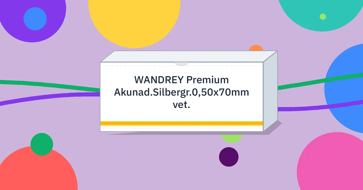 Symbolbild: Packung mit der Aufschrift WANDREY Premium Akunad.Silbergr.0,50x70mm vet. (PZN 01421034) – Verfügbarkeit und Bezug in Apotheken in Frankfurt am Main