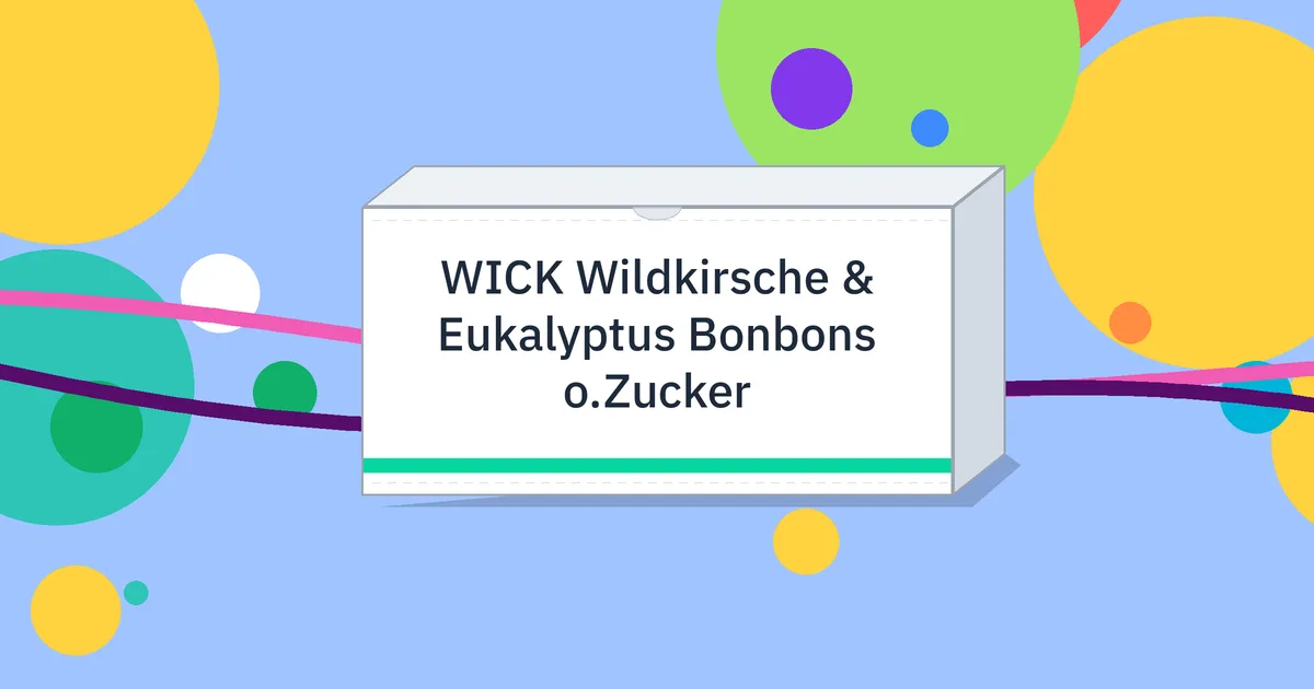 Symbolbild: Packung mit der Aufschrift WICK Wildkirsche & Eukalyptus Bonbons o.Zucker (PZN 08862095) – Verfügbarkeit und Bezug in Apotheken in Frankfurt am Main