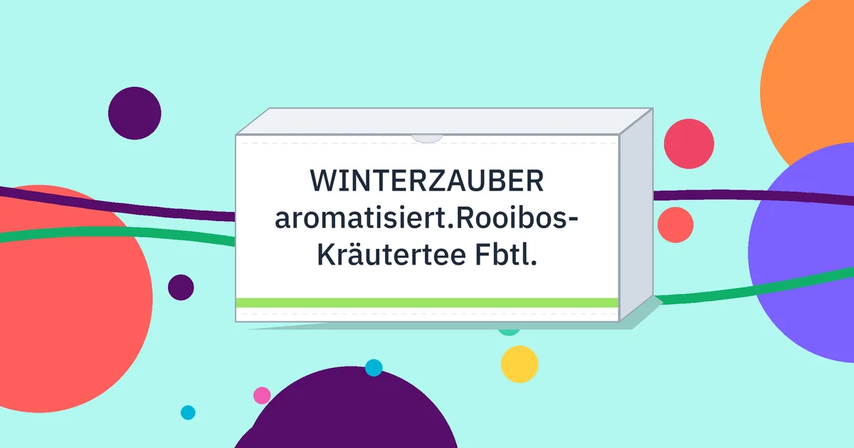 Symbolbild: Packung mit der Aufschrift WINTERZAUBER aromatisiert.Rooibos-Kräutertee Fbtl. (PZN 15660908) – Verfügbarkeit und Bezug in Apotheken in Frankfurt am Main