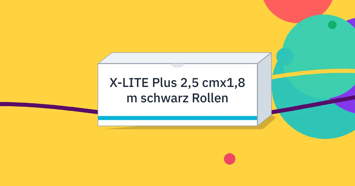 Symbolbild: Packung mit der Aufschrift X-LITE Plus 2,5 cmx1,8 m schwarz Rollen (PZN 14441558) – Verfügbarkeit und Bezug in Apotheken in Frankfurt am Main