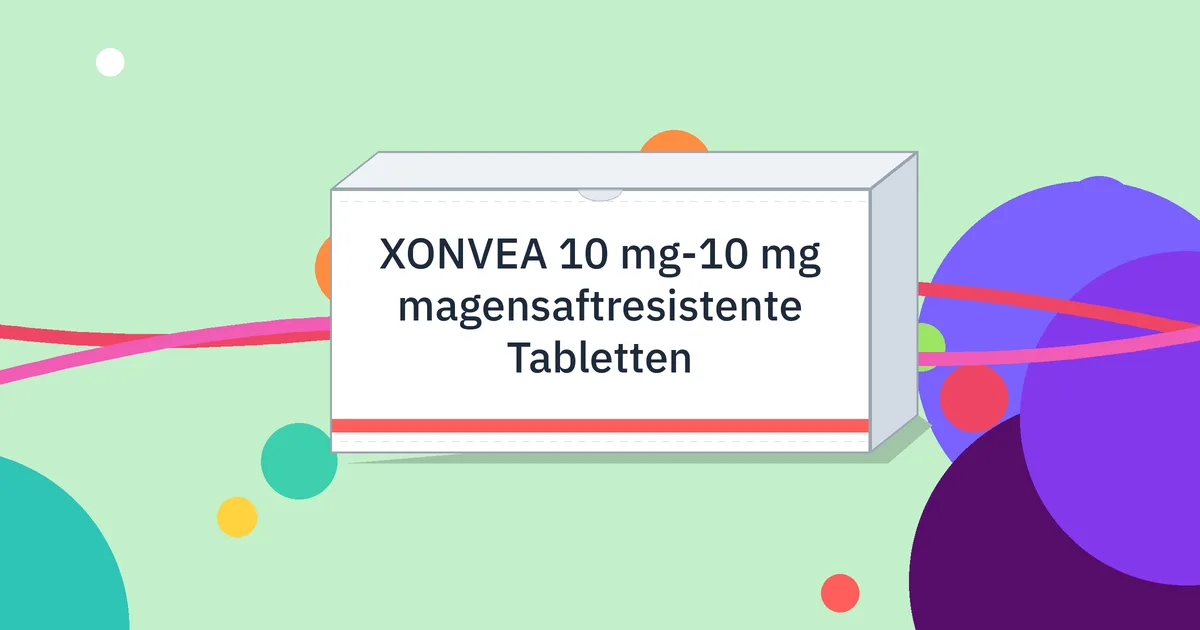 Symbolbild: Packung mit der Aufschrift XONVEA 10 mg-10 mg magensaftresistente Tabletten (PZN 18755265) – Verfügbarkeit und Bezug in Apotheken in Frankfurt am Main