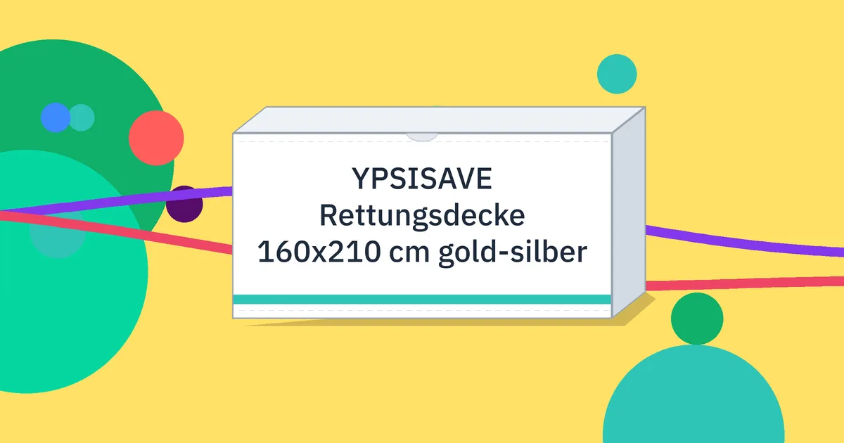 Symbolbild: Packung mit der Aufschrift YPSISAVE Rettungsdecke 160x210 cm gold-silber (PZN 09306195) – Verfügbarkeit und Bezug in Apotheken in Frankfurt am Main