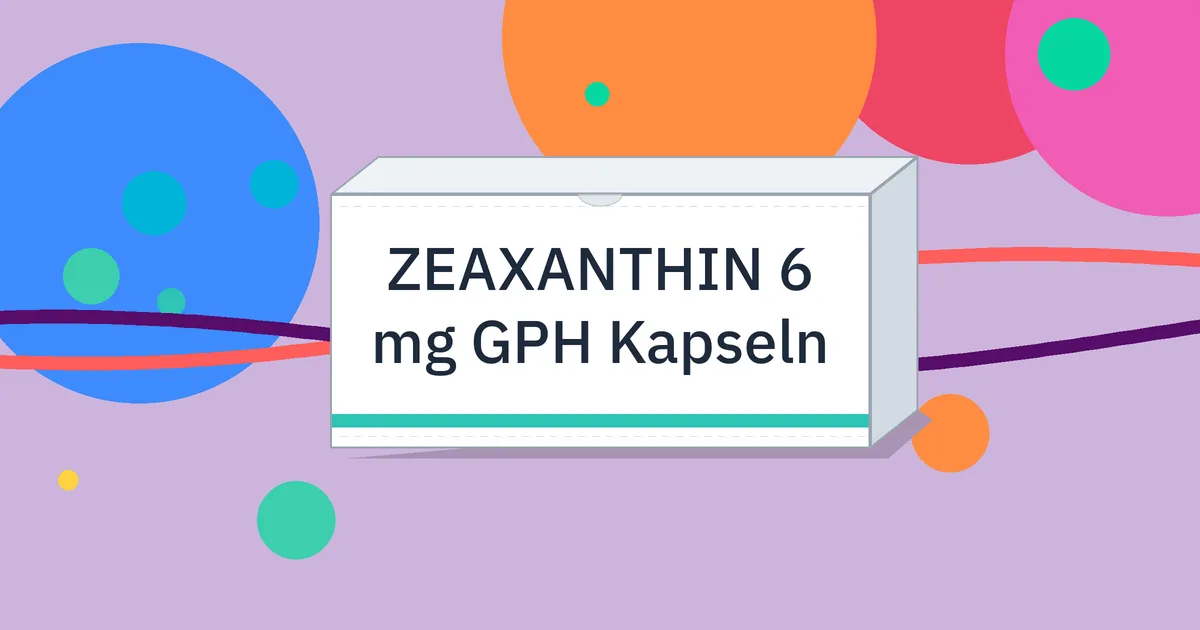 Symbolbild: Packung mit der Aufschrift ZEAXANTHIN 6 mg GPH Kapseln (PZN 04699439) – Verfügbarkeit und Bezug in Apotheken in Frankfurt am Main