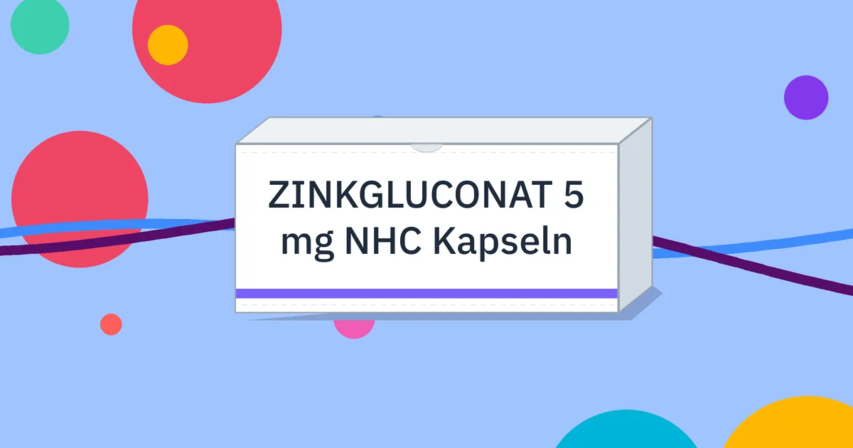 Symbolbild: Packung mit der Aufschrift ZINKGLUCONAT 5 mg NHC Kapseln (PZN 00766021) – Verfügbarkeit und Bezug in Apotheken in Frankfurt am Main