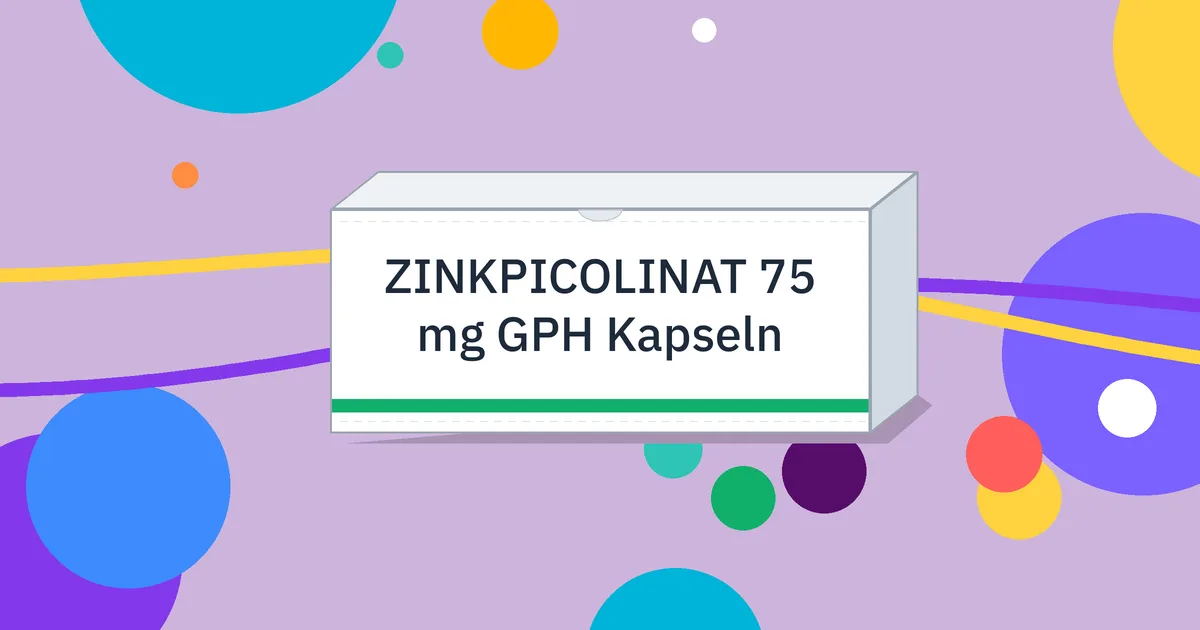 Symbolbild: Packung mit der Aufschrift ZINKPICOLINAT 75 mg GPH Kapseln (PZN 20281277) – Verfügbarkeit und Bezug in Apotheken in Frankfurt am Main