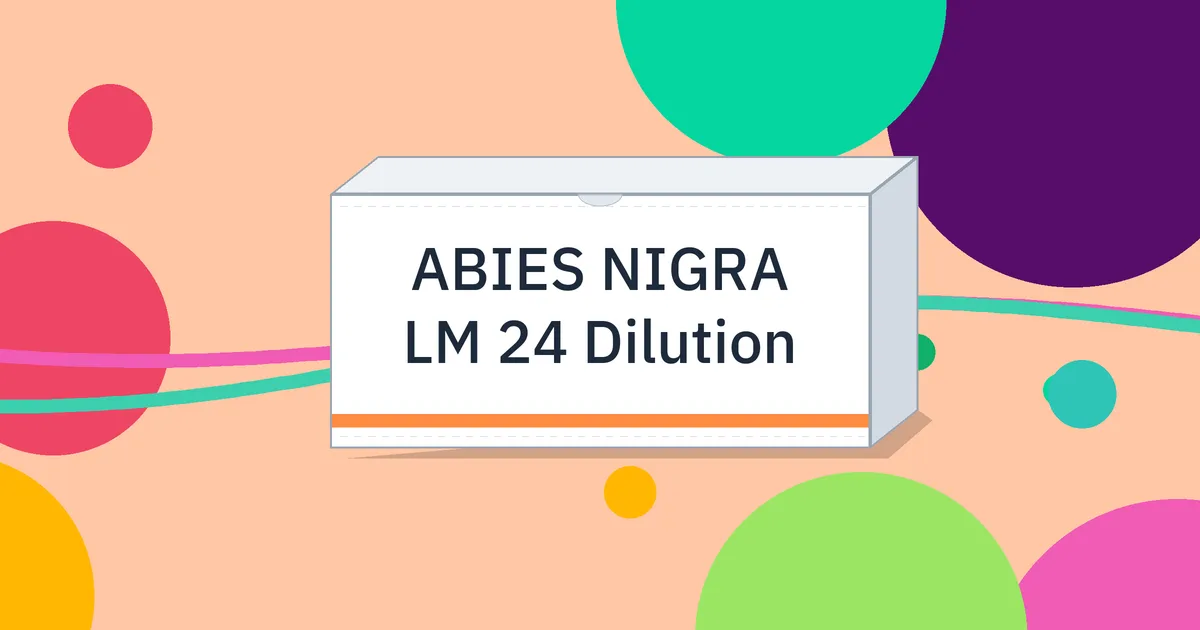 Symbolbild: Packung mit der Aufschrift ABIES NIGRA LM 24 Dilution (PZN 13260719) – Verfügbarkeit und Bezug in Apotheken in Frankfurt am Main