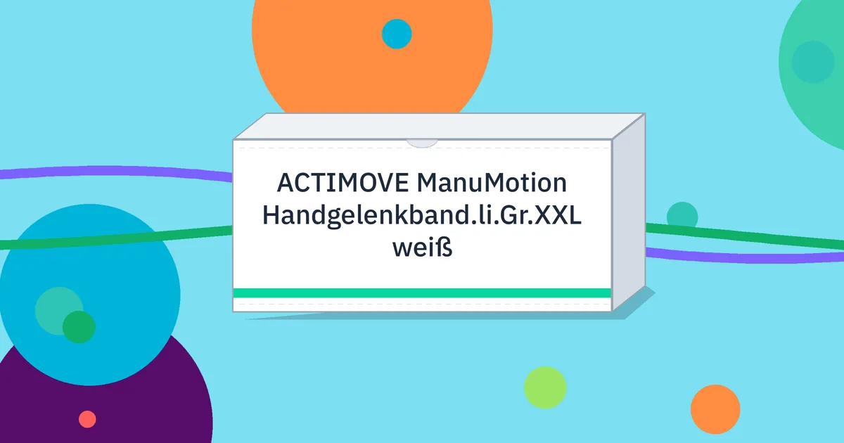 Symbolbild: Packung mit der Aufschrift ACTIMOVE ManuMotion Handgelenkband.li.Gr.XXL weiß (PZN 17948387) – Verfügbarkeit und Bezug in Apotheken in Frankfurt am Main