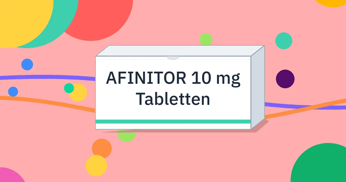 Symbolbild: Packung mit der Aufschrift AFINITOR 10 mg Tabletten (PZN 05140125) – Verfügbarkeit und Bezug in Apotheken in Frankfurt am Main