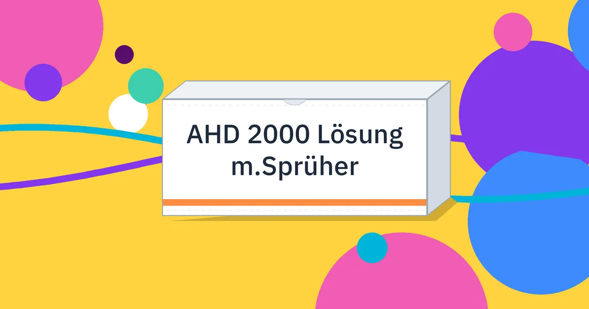 Symbolbild: Packung mit der Aufschrift AHD 2000 Lösung m.Sprüher (PZN 03974501) – Verfügbarkeit und Bezug in Apotheken in Frankfurt am Main