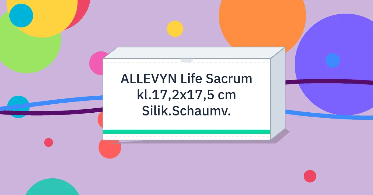 Symbolbild: Packung mit der Aufschrift ALLEVYN Life Sacrum kl.17,2x17,5 cm Silik.Schaumv. (PZN 19904738) – Verfügbarkeit und Bezug in Apotheken in Frankfurt am Main