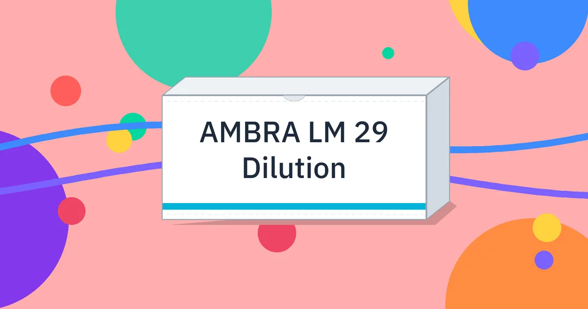 Symbolbild: Packung mit der Aufschrift AMBRA LM 29 Dilution (PZN 12759977) – Verfügbarkeit und Bezug in Apotheken in Frankfurt am Main