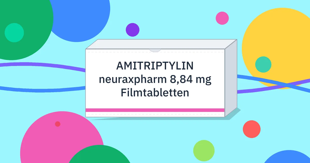 Symbolbild: Packung mit der Aufschrift AMITRIPTYLIN neuraxpharm 8,84 mg Filmtabletten (PZN 18265294) – Verfügbarkeit und Bezug in Apotheken in Frankfurt am Main