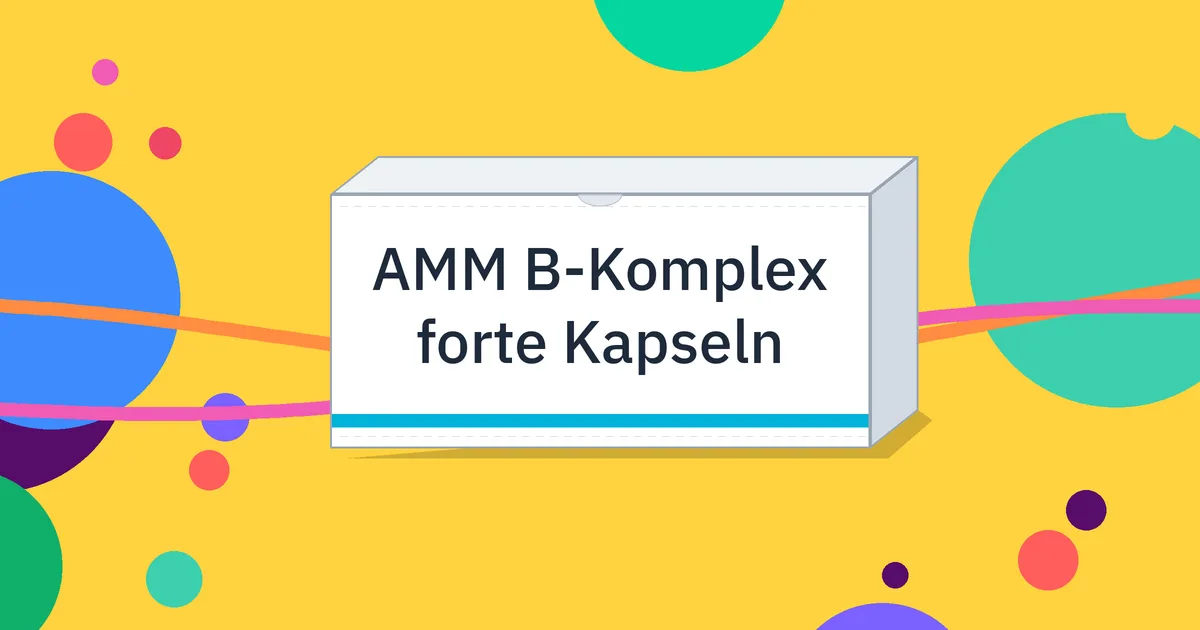 Symbolbild: Packung mit der Aufschrift AMM B-Komplex forte Kapseln (PZN 16627563) – Verfügbarkeit und Bezug in Apotheken in Frankfurt am Main