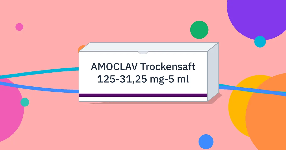 Symbolbild: Packung mit der Aufschrift AMOCLAV Trockensaft 125-31,25 mg-5 ml (PZN 00544674) – Verfügbarkeit und Bezug in Apotheken in Frankfurt am Main