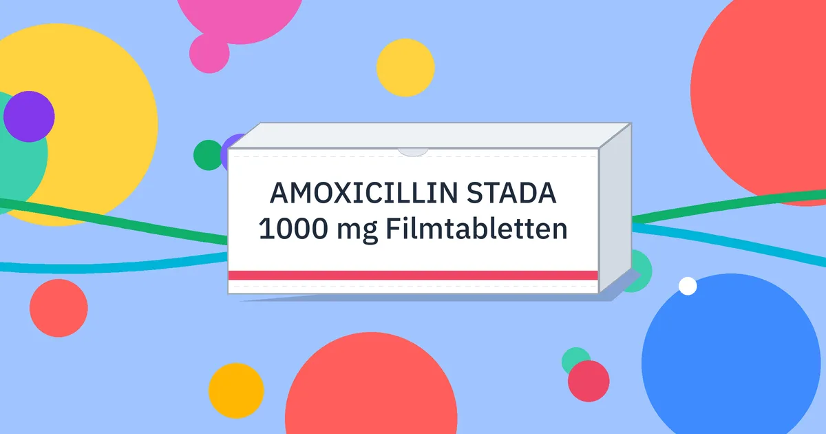 Symbolbild: Packung mit der Aufschrift AMOXICILLIN STADA 1000 mg Filmtabletten (PZN 02760531) – Verfügbarkeit und Bezug in Apotheken in Frankfurt am Main