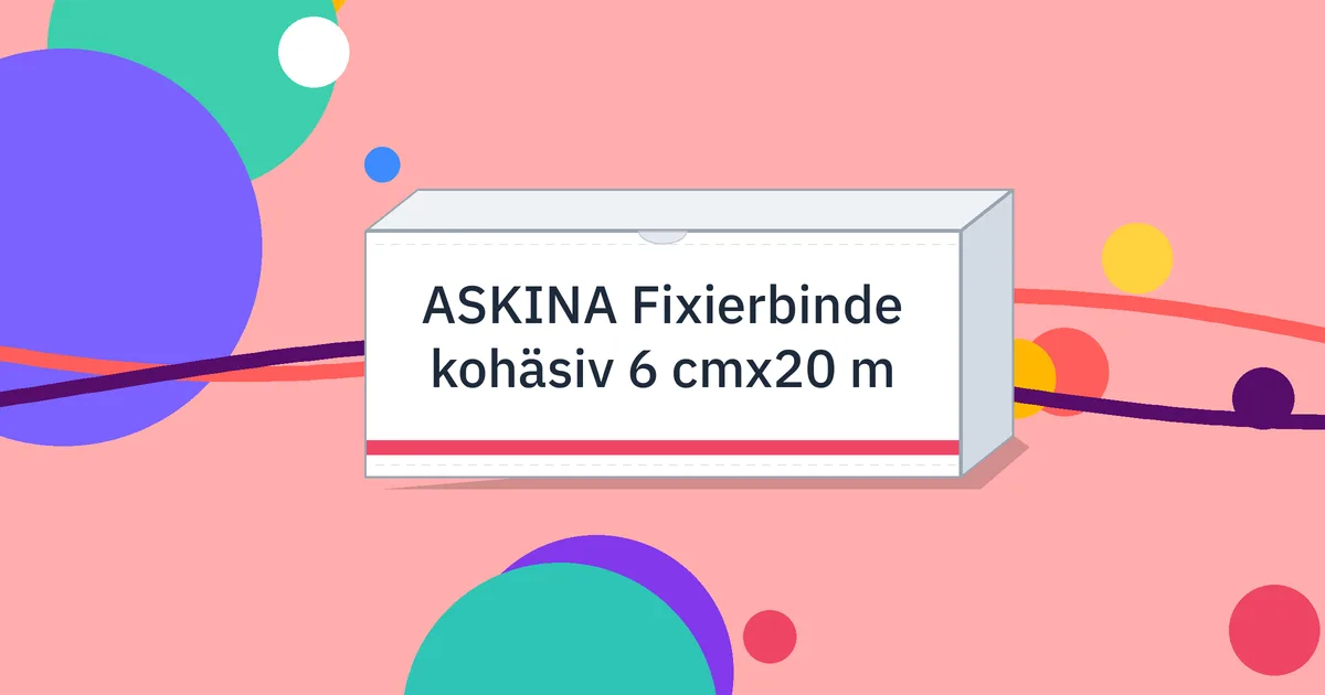 Symbolbild: Packung mit der Aufschrift ASKINA Fixierbinde kohäsiv 6 cmx20 m (PZN 06158222) – Verfügbarkeit und Bezug in Apotheken in Frankfurt am Main