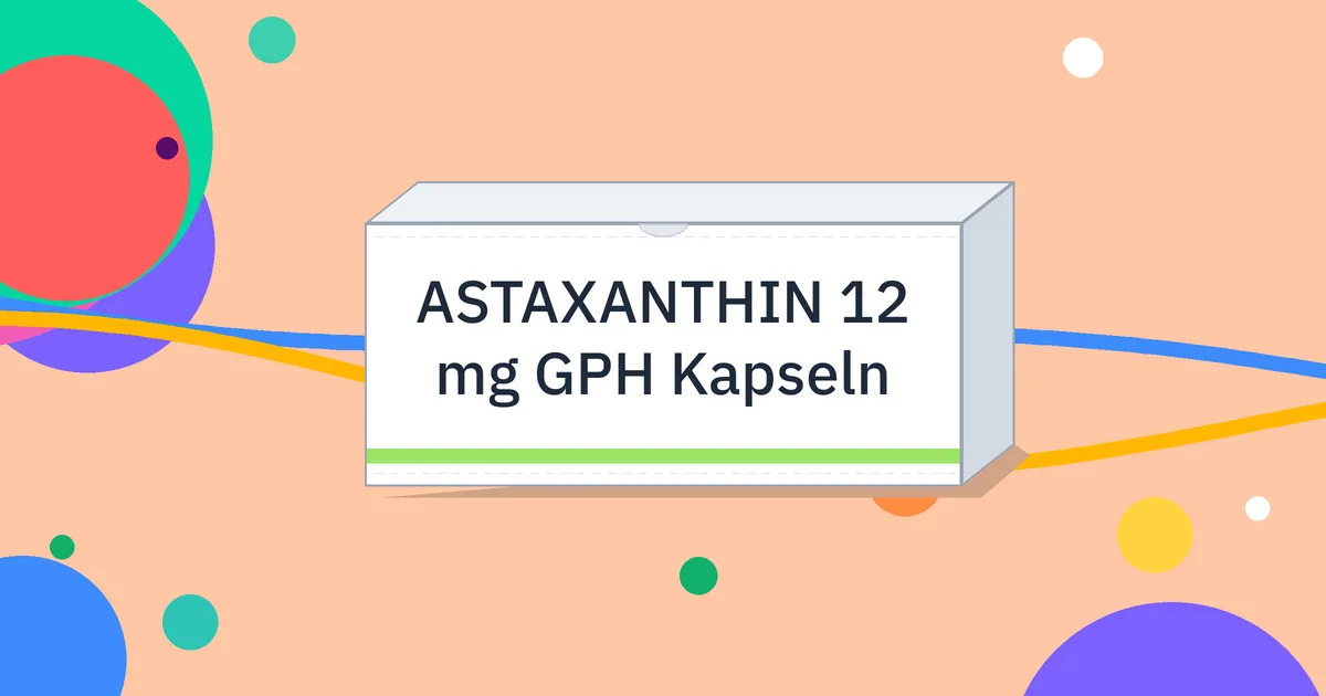 Symbolbild: Packung mit der Aufschrift ASTAXANTHIN 12 mg GPH Kapseln (PZN 16514793) – Verfügbarkeit und Bezug in Apotheken in Frankfurt am Main