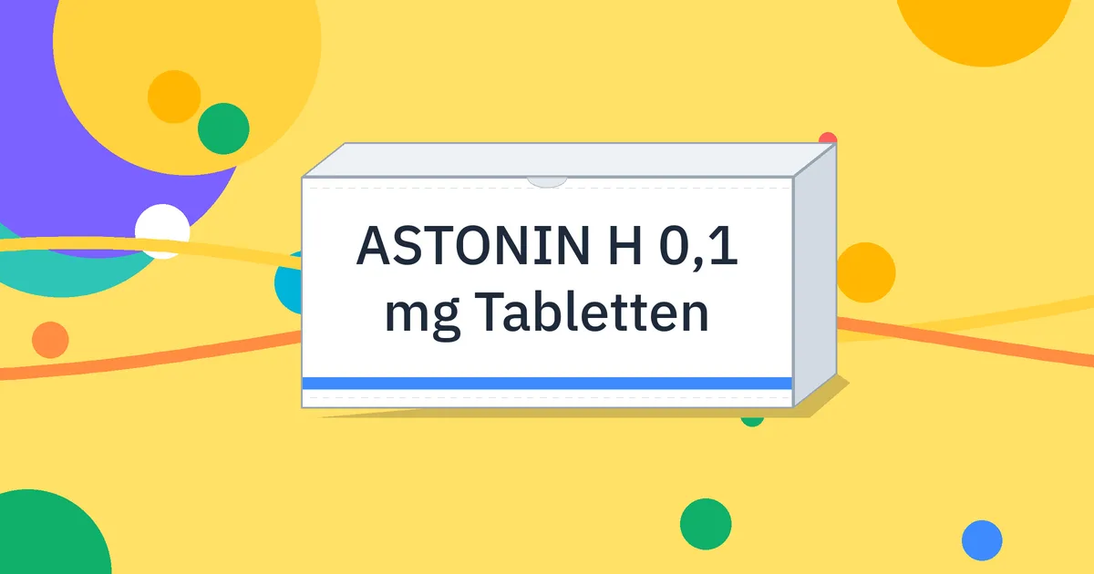 Symbolbild: Packung mit der Aufschrift ASTONIN H 0,1 mg Tabletten (PZN 02192587) – Verfügbarkeit und Bezug in Apotheken in Frankfurt am Main
