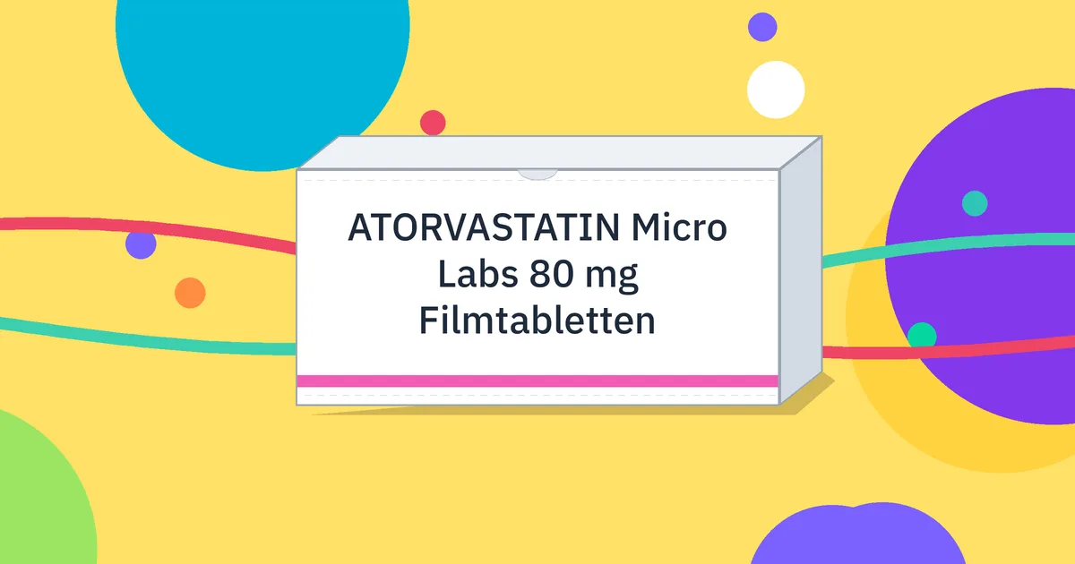 Symbolbild: Packung mit der Aufschrift ATORVASTATIN Micro Labs 80 mg Filmtabletten (PZN 19378652) – Verfügbarkeit und Bezug in Apotheken in Frankfurt am Main