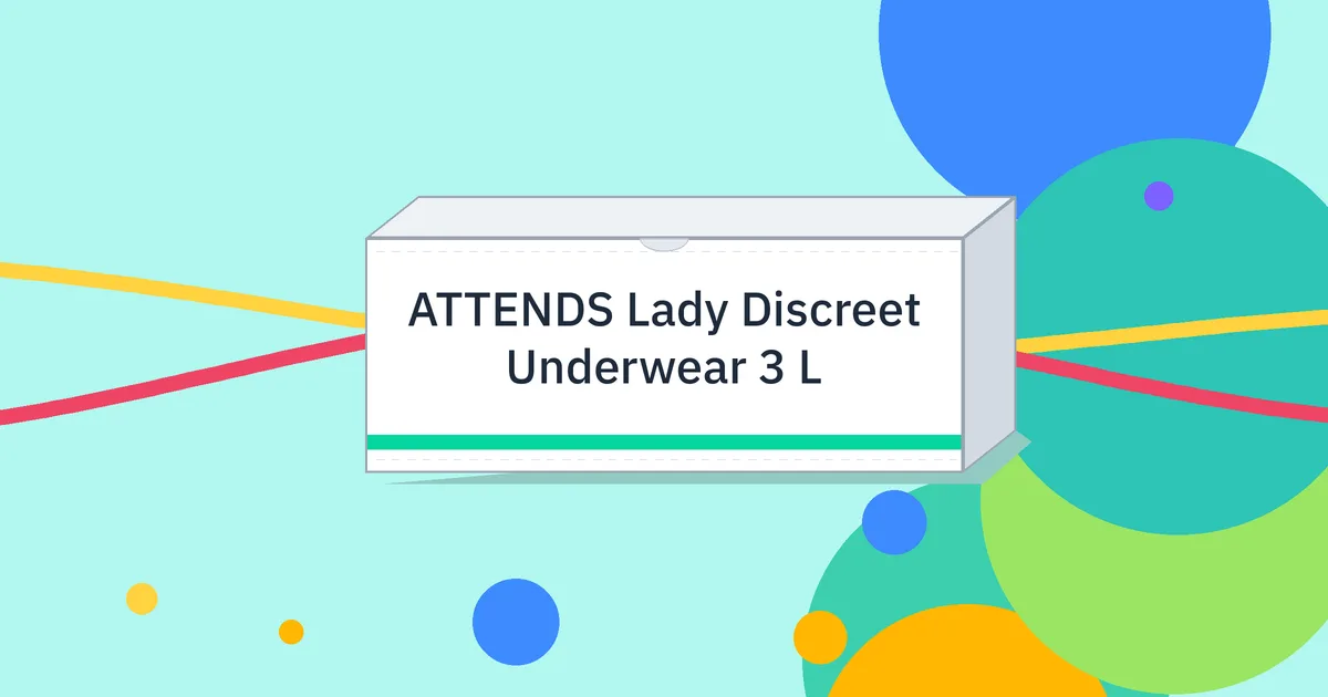 Symbolbild: Packung mit der Aufschrift ATTENDS Lady Discreet Underwear 3 L (PZN 18336516) – Verfügbarkeit und Bezug in Apotheken in Frankfurt am Main