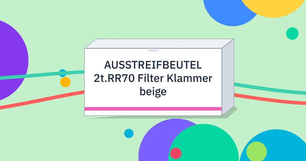 Symbolbild: Packung mit der Aufschrift AUSSTREIFBEUTEL 2t.RR70 Filter Klammer beige (PZN 10932526) – Verfügbarkeit und Bezug in Apotheken in Frankfurt am Main