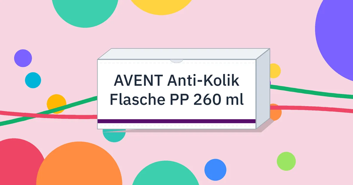 Symbolbild: Packung mit der Aufschrift AVENT Anti-Kolik Flasche PP 260 ml (PZN 03767015) – Verfügbarkeit und Bezug in Apotheken in Frankfurt am Main