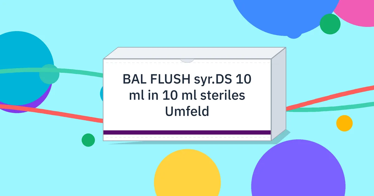 Symbolbild: Packung mit der Aufschrift BAL FLUSH syr.DS 10 ml in 10 ml steriles Umfeld (PZN 19180111) – Verfügbarkeit und Bezug in Apotheken in Frankfurt am Main