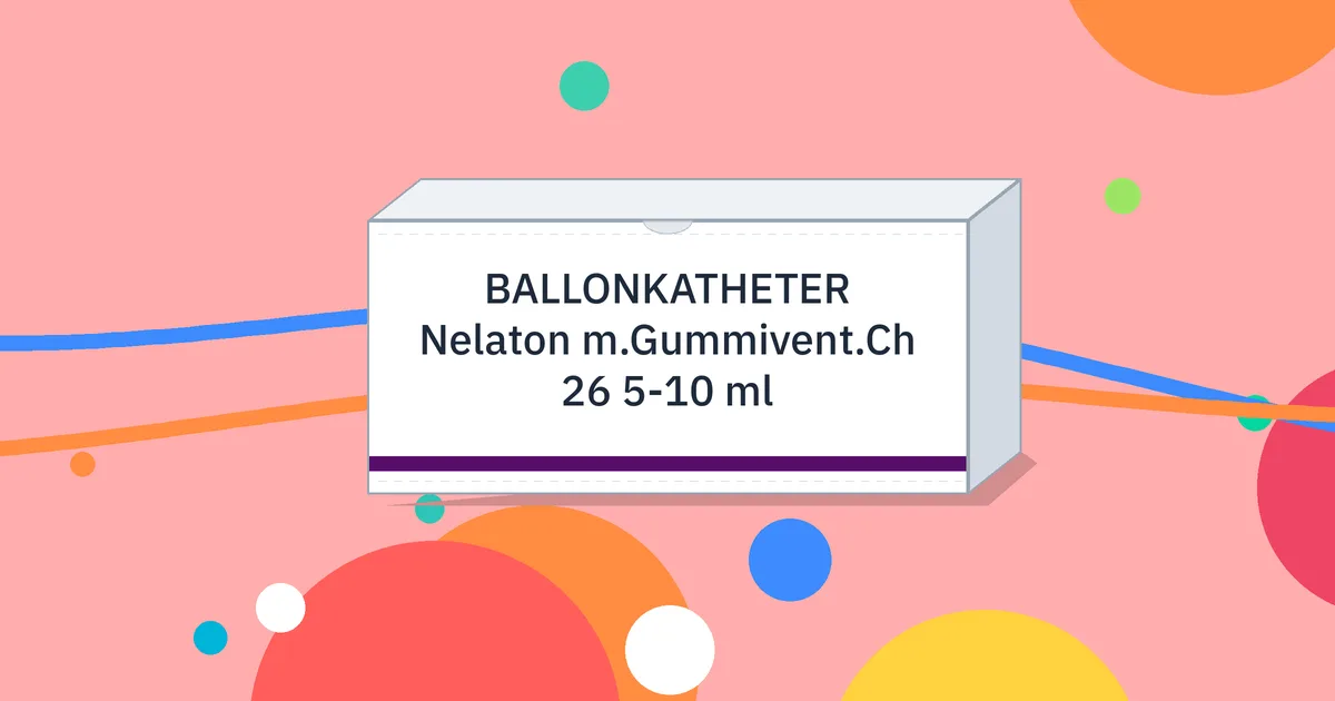 Symbolbild: Packung mit der Aufschrift BALLONKATHETER Nelaton m.Gummivent.Ch 26 5-10 ml (PZN 04041591) – Verfügbarkeit und Bezug in Apotheken in Frankfurt am Main