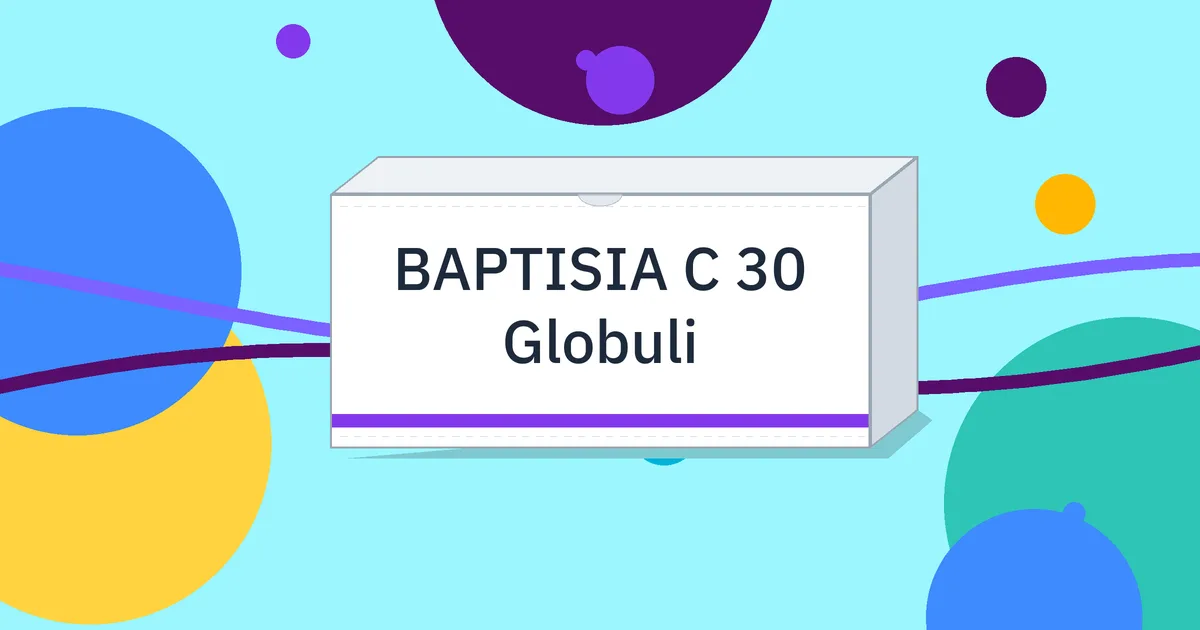 Symbolbild: Packung mit der Aufschrift BAPTISIA C 30 Globuli (PZN 04206589) – Verfügbarkeit und Bezug in Apotheken in Frankfurt am Main